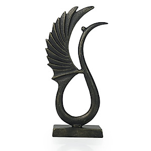 DreamsEden Home Decor Abstract Crane Sculpture, Cast Iron Vintage Art Bird Statue Decoration for Table, Bookshelf, Entryway, Cabinets, Living Room, Bedroom