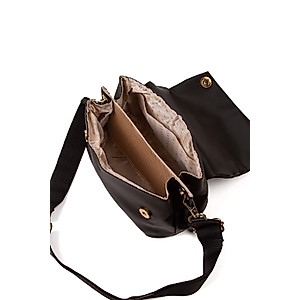 Women Fabric Nylon Crossbody Bag Ladies Travel Handbag (Black)