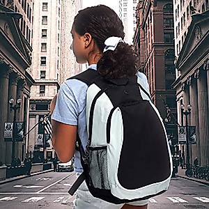 DISCOUNT PROMOS Large Sports Backpack with Mesh Pockets Set of 10, Bulk Pack - Perfect for School, Office, Outdoor Sports - Grey