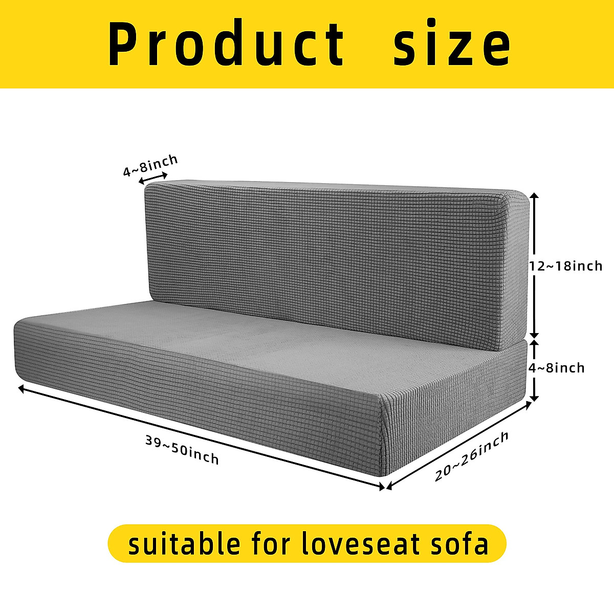 Tlswshsy RV Dinette Cushion Covers-Stretchable Loveseat Sofa Furniture Protector -Elastic Camper Cushion Slipcoversfor RV Camper Car Bench (Grey)