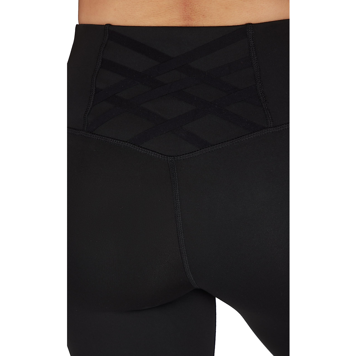 Yogalicious High Waist Squat Proof Criss Cross V-Back Ankle Length Leggings - Black - XL