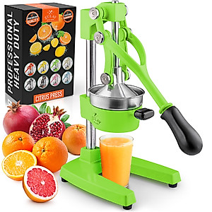 Zulay Kitchen Cast-Iron Orange Juice Squeezer - Heavy-Duty, Easy-to-Clean, Professional Citrus Juicer - Durable Stainless Steel Lemon Squeezer - Manual Citrus Press & Orange Squeezer (Light Green)