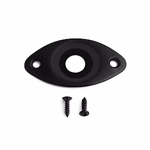 Holmer Guitar Jack Socket Plate Curved Recessed Oval Football Style Output Jack Plate Compatible with Les Paul Ibanez Jackson Guitar or Bass Parts with Screws Black.