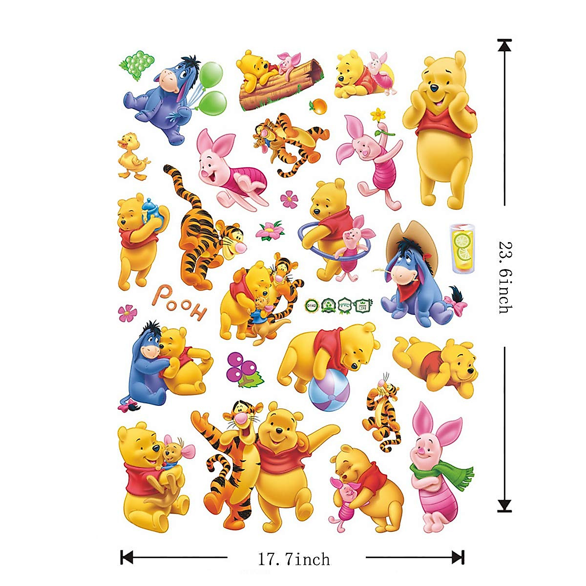 Winnie The Pooh Sticker Children's Cartoon Bedroom Background Wall Decoration Self-Adhesive Wall Sticker PVC