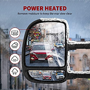 YITAMOTOR Tow Mirrors Compatible with 1999-2007 Ford F250 F350 F450 F550 Super Duty, 2001-2005 Ford Excursion Power Heated LED Signal Light Pair Set