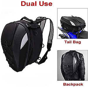 Motorcycle Seat/ Tail Bag - Dual Use Backpack Waterproof Motorbike Helmet Storage Bags For Luggage Motorcycle Dirt Bike Accessories