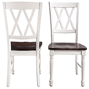 Crosley Furniture Shelby Dining Set with Table and Extension Leaf, 7-Piece (6 Chairs), Distressed White