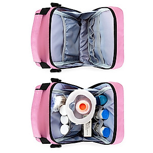 CURMIO EpiPen Carrying Case, Insulated Medicine Bag for EpiPens, Auvi-Q, Asthma Inhaler, Spacer, Pink (Bag Only, Patented Design)