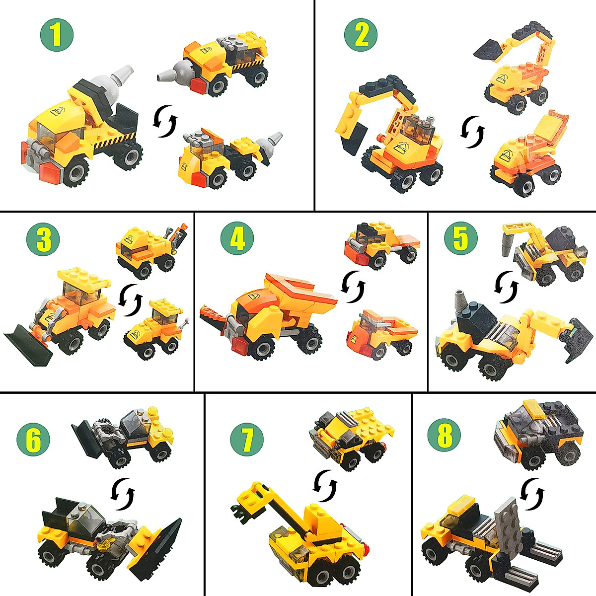 Holydeck 8 Pack Easter Eggs with Vehicle Building Blocks for Kids Assembly Building Cars,Great for Easter Party Favors,Easter Basket Stuffers,Goodie Bags