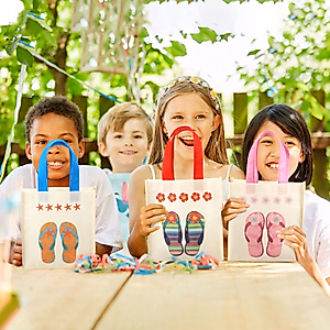 Kacctyen 24 Pcs Summer Gift Bags End of the Year Present for Kids Pool Party Favors Gift Bags Beach Bags for Kids Totes Bag Cute Reusable Travel Bags for Kids Summer Tropical End of the Year Party