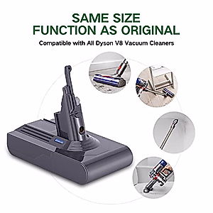 FORMIKO 6.0 Ah 21.6V Lithium Battery Replacement for V8, Compatible with Dyson V8 Animal V8 Absolute V8 Motorhead V8 Fluffy V8 SV10, Handheld Cordless Vacuum Cleaner Original Battery