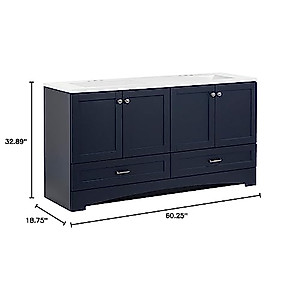 Spring Mill Cabinets Emlyn Bathroom Vanity with Sink, Deep Blue