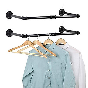 LIANTRAL Clothing Racks for Hanging Clothes, 32.6" Garment Rack, Set of 2 Industrial Pipe Clothing Rack, Closet Rod for Closet Storage, Laundry Room