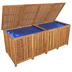 loibinfen Solid Wood Patio Storage Box, Solid Wood Deck Box, Garden Backyard Storage Box, Outdoor Storage Container, 78.7"x31.5"x29.5" Solid Wood Acacia