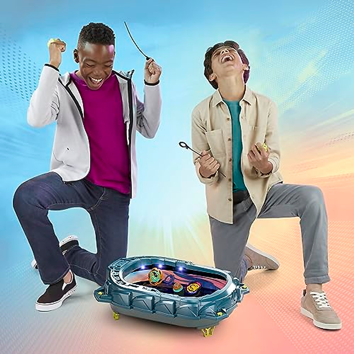 Beyblade Burst QuadStrike Light Ignite Battle Set Stadium, 2 Spinning Tops, and 2 Launchers, Toys for 8 Year Old Boys & Girls & Up (Amazon Exclusive)