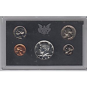 1968 S Birth Year coin Set (5) PROOF Coins Silver Half Dollar, Quarter, Dime, Nickel, and Cent all Dated 1968 and Encased in Plastic Display Case Choice Uncirculated
