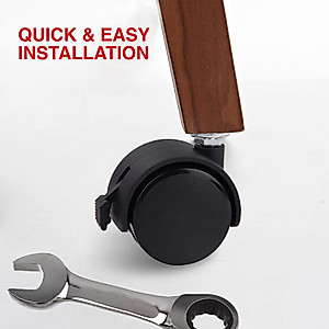 Guildrey Threaded Caster, M8-1.25 Swivel Stem for Replacement, Set of 4, Twin Caster Wheels with Locking Brake