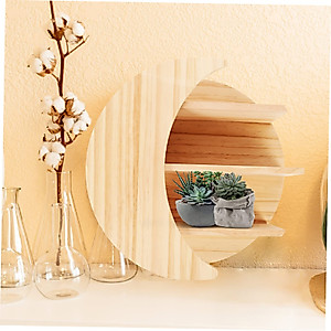 Garneck Moon Wall Mount Rustic Crystal Shelf Hanging Floating Shelves Bathroom Wall Shelf Stones Photo Frame Shelf Essential Picture Frame Stand Floating Rack Wooden Flower Pot Stand