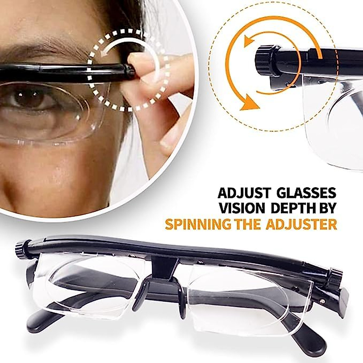 EKSED Adjustable Glasses Dial Vision Dial Adjustable Glasses Variable Focus Adjustable Focus Glasses With Folding Magnifying Glass For Reading Distance Vision Unisex Myopia Glasses for Seniors