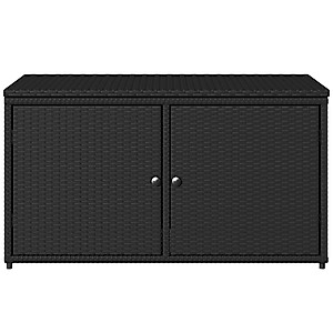 Gecheer Patio Storage Cabinet Outdoor Garden Storage Organizers Black 43.3"x21.7"x23.8" Poly Rattan 0223026C 0224026C