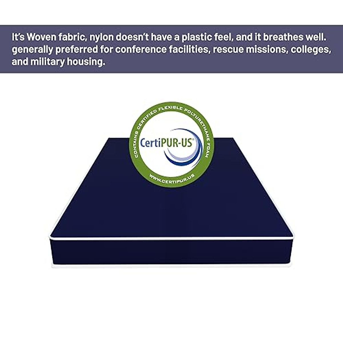 Greaton, 5/7/8/10 Inch Medium Firm Water-Resistance Vinyl Foam Mattress, Easy to Clean, Comfortable & Noise Free, Full XL, Blue