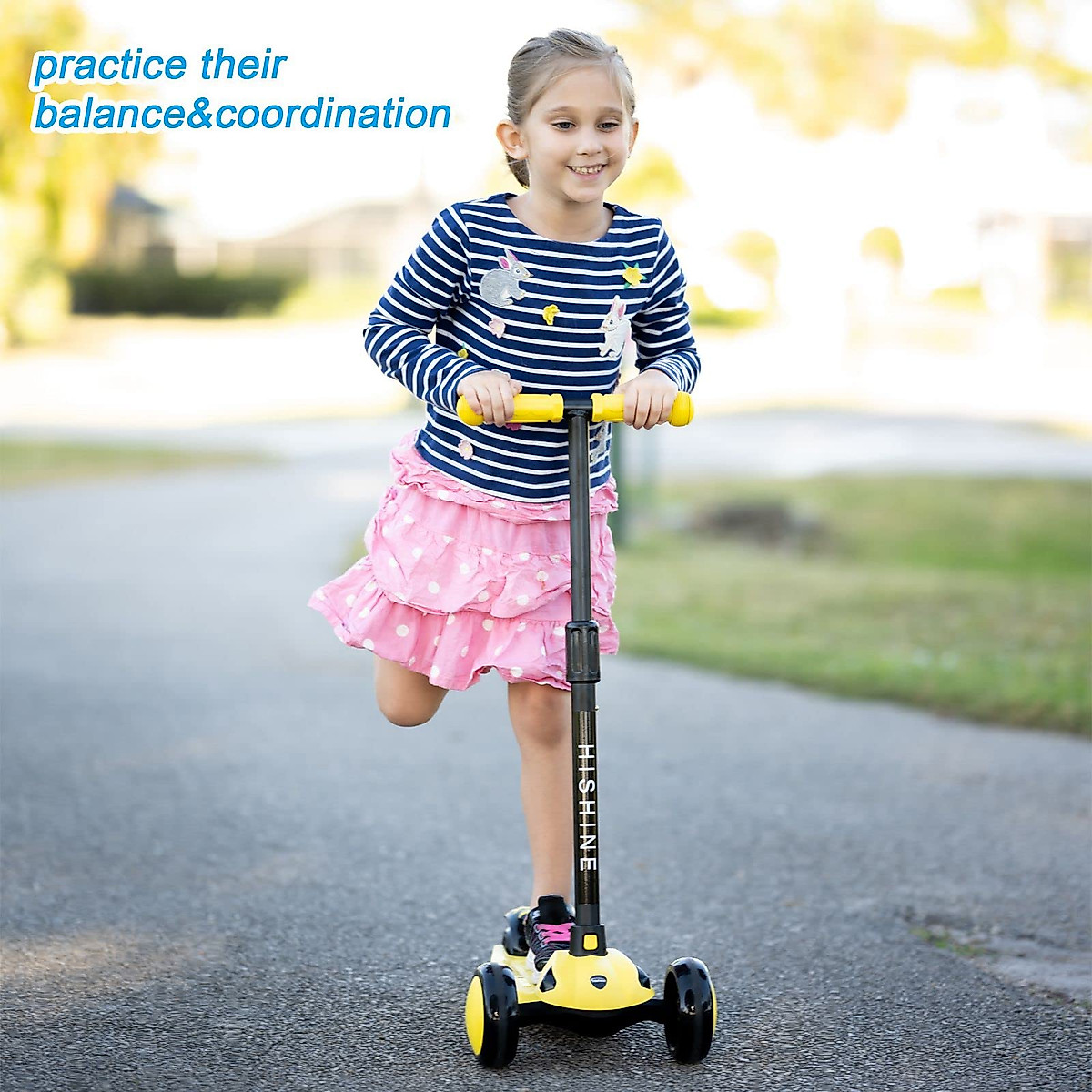 HISHINE Toddler 3 Wheel Scooter with Colorful Light Up Wheels,Adjustable Height,Learn to Steer,Kick Scooter Suit Kids Ages 3-5,Lightweight and Easy to Take