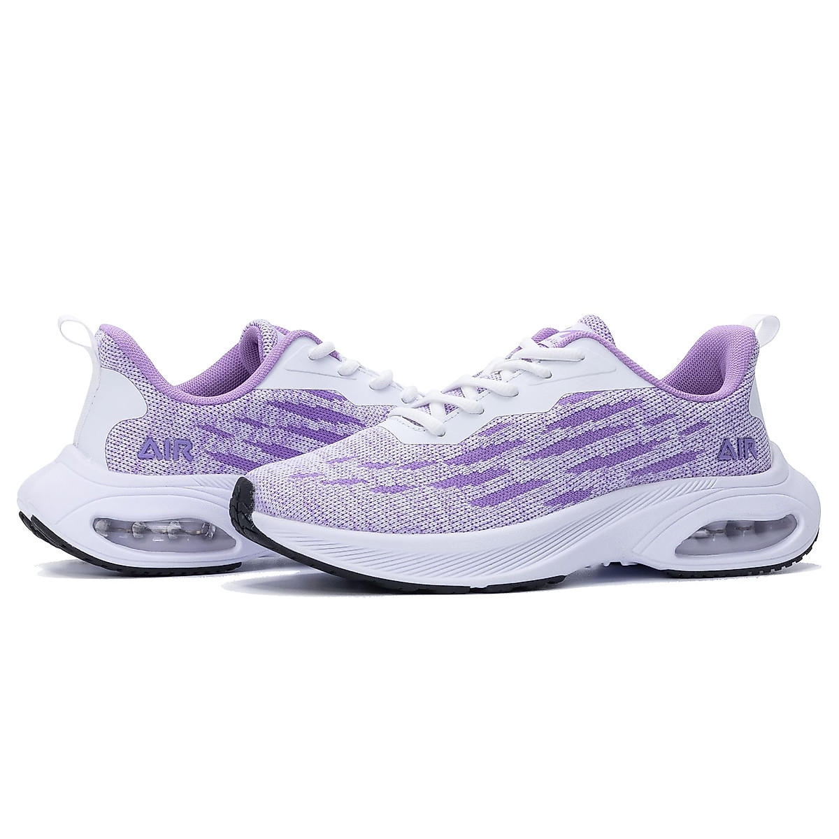 MAFEKE Women Air Running Shoes Athletic Tennis Lightweight Breathable Mesh Sneakers for Walking Jogging Workout Travel Non Slip Footwear WhitePurple Size 10.5