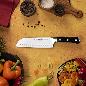 Cutluxe Santoku & Utility Knife Set – Forged High Carbon German Steel – Full Tang & Razor Sharp – Ergonomic Handle Design – Artisan Series