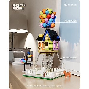 Nifeliz Up Balloon House Building Set for Teens and Adults, Creative Building Block, Girl Toys for Christmas and Birthday Gifts, Creative Suspended Gravity Flying House Bricks Model Set.(635 pcs)
