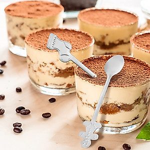 16 Pieces Christmas Spoon Set Christmas Stirring Spoon Creative Stainless Steel Coffee Spoon Tea Spoon Soup Spoon Dessert Spoon for Stirring Drink Mixing Milkshake Jam (4 Styles) (Silver)