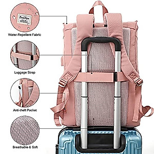 YAMTION Women Backpack School Bags for Teen Girls,College Student Bookbag for 17 Inch Laptop,Work Backpack Gym Backpack Computer Backpack with USB Charging Port