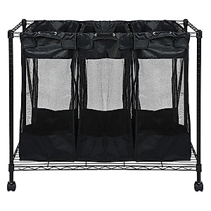 Oceanstar Triple Storage Organizer and Laundry Sorter, 1, Black