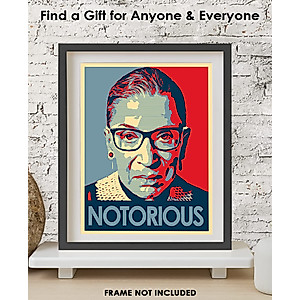 Inspirational Ruth Bader Ginsburg Wall Art: "Notorious" 8x10 RBG Poster, RBG Wall Art & Motivational Wall Art, Positive Affirmations Wall Decor for Bedroom & Office Decor for Men & Women