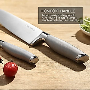Gourmetop Knife Sets for Kitchen with Block, Stainless Steel Chef Knife Set with Sharpener & Cutting Board, Kitchen Knives Sharp Knife Block Set with Accessories for Cooking, Dishwasher Safe