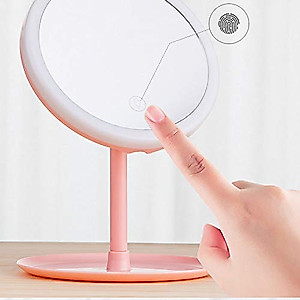 LIMEI-ZEN Lighted Makeup Mirror, 21 LED Cosmetic Mirror Touch Screen Dimming 90° Rotation with Stand Charging Vanity Mirror USB Charging with Lithium Battery Mirrors