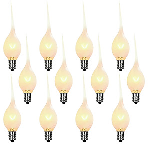 Konictom Silicone Dipped Candle Light Bulbs,Clear Silicone Decorative Light Replacement Bulbs 120 Volt 5 Watts,C7/E12 Candelabra Base for Christmas Chandelier Electric Window Candle,12 Pack