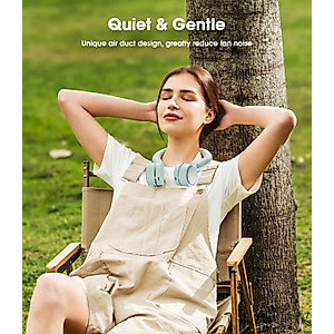 LEMOISTAR Portable Neck Fan, Hands Free Bladeless Fan, 360° Cooling Personal Fan, Battery USB Rechargeable 3 Speed Adjustable Wearable Fan for Outdoor Indoor Office Travel Sports Women(Blue)