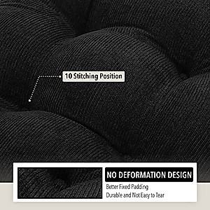 Tromlycs Indoor Rocking Chair Cushion for Rocking Chair Pads Back and Seat Sets with Ties 2 Piece Black