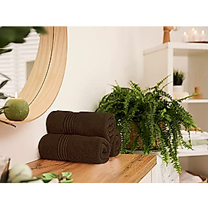 Utopia Towels 6 Piece Luxury Hand Towels Set, (16 x 28 inches) 100% Ring Spun Cotton, Lightweight and Highly Absorbent 600GSM Towels for Bathroom, Travel, Camp, Hotel, and Spa (Dark Brown)
