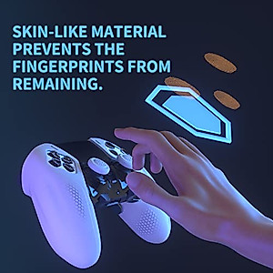 PlayVital Ninja Edition Anti-Slip Half-Covered Silicone Cover Skin for ps5 Edge Controller, Ergonomic Protector Soft Rubber Case for ps5 Edge Wireless Controller with Thumb Grip Caps - White