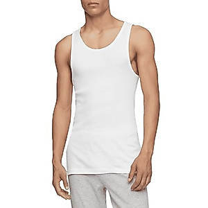 Calvin Klein mens 100% Cotton T-Shirt 3 count WHITE, TANK XL