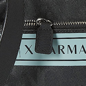 A|X Armani Exchange Women's Allover Logo Fabric Camera Case Bag, Black/Magnesium, OS
