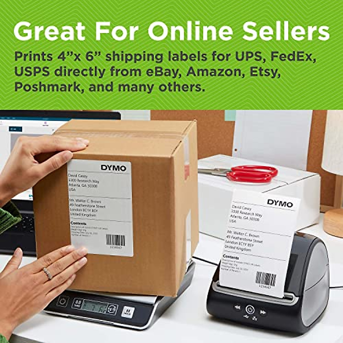 DYMO LabelWriter 5XL Direct Thermal Label Printer with USB and Ethernet Connectivity, Black - Monochrome, 62 Labels Per Minute, 300 dpi, 4 x 6