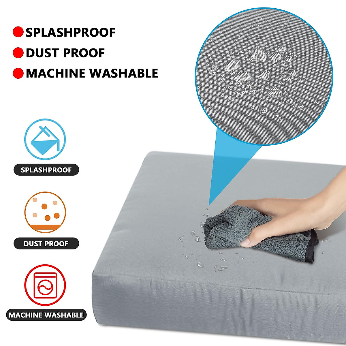 SUSIE'S GARDEN 9p Patio Cushion Covers Outdoor Patio Cushions Covers Replacement Waterproof with Zipper for 6 Pcs Patio Furniture Set, Slipcovers for Outdoor Cushions Covers Passive Gray, Covers Only