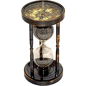 Antique Timer Brass & Glass Sand Timer Hourglass Nautical Maritime Sand Clock Collectible, Home Decoration Showpiece for Office Décor.by DHAMA Export