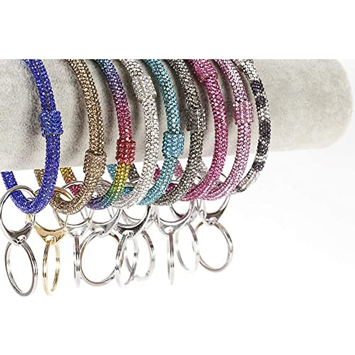 Bling Buy Rhinestone Wearable Keyring Bangle Sparkle Bracelet keychain Wristlet Key Chain for Women, Silver, 3 Inch