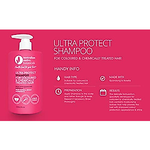 Australian Native Botanicals Natural Vegan Sulfate Free Shampoo For Men & Women, Colored & Chemically Treated Hair, 17 Fl Oz