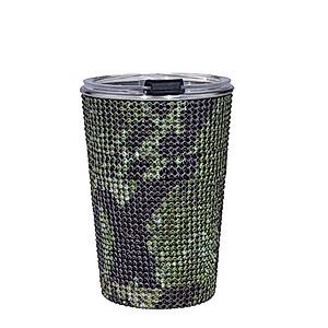 MYHOBBY 500ML Bling Rhinestone Tumbler Cup with Lid and Straw,Stainless Steel Thermal Bottle Vacuum Insulated Cup for Women,Snake Pattern