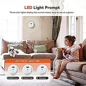Jemay Combination Smoke and Carbon Monoxide Detector, Battery Operated Smoke Detector Carbon Monoxide Detector Combo with 10-Year Lifespan，Large LCD Display, Test/Silence Button, 1 Pack