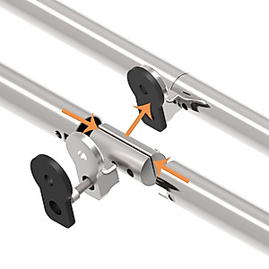 TSMST 10FT Sliding Barn Door Hardware Kit, Top Mount Stainless Steel Heavy Duty Sturdy Barn Door Track for Double Wood Door, Slide Smoothly Quietly (T Style)